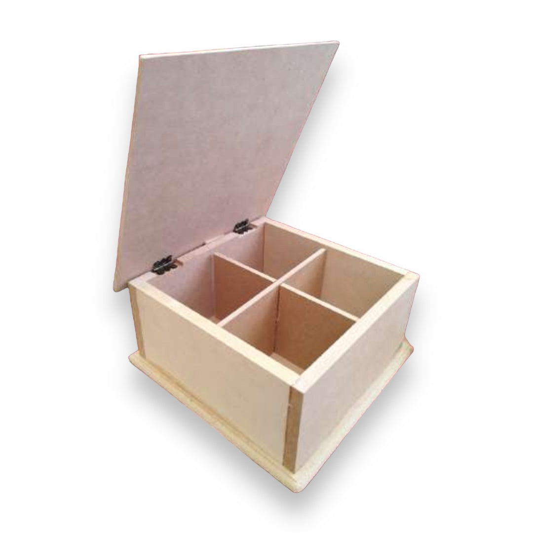 Caja de Té (cuatro divisiones) 18x18